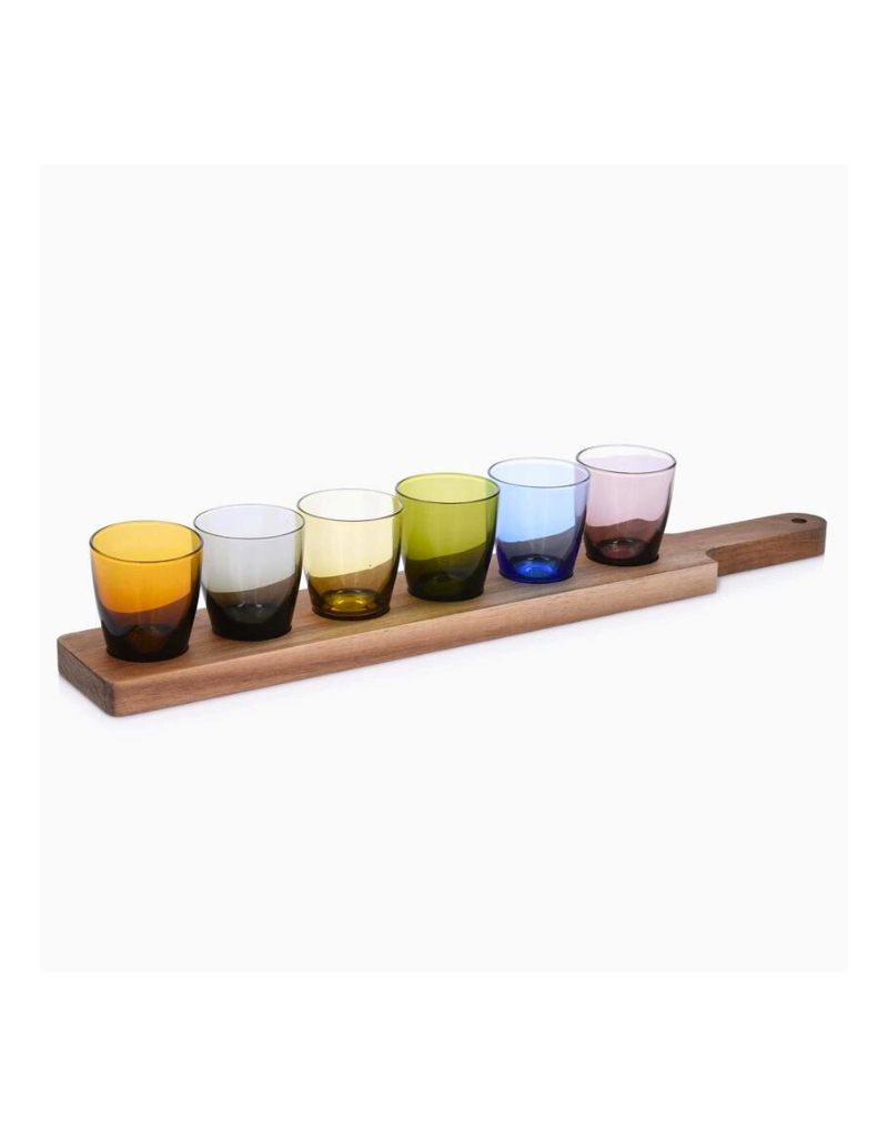 Set of Six Colorful Shot Glasses & Tray – On The Table