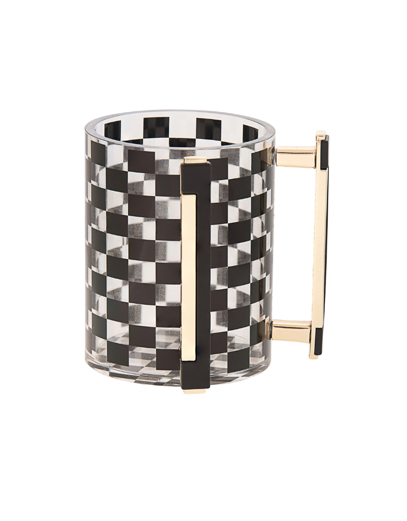 Black & Clear Checkered Washing Cup – On The Table
