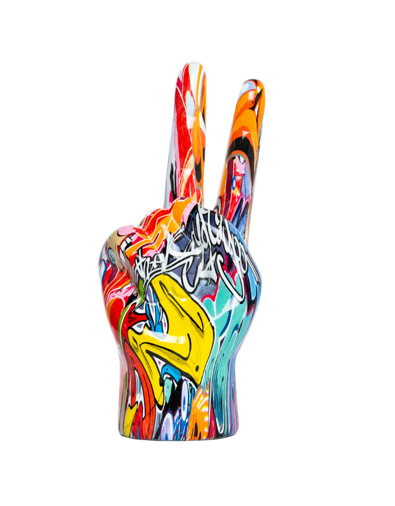 Street Art Peace Sign Statue – On The Table